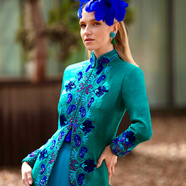 Jade Moti Nehru Long Coat - Beatrice von Tresckow Designs