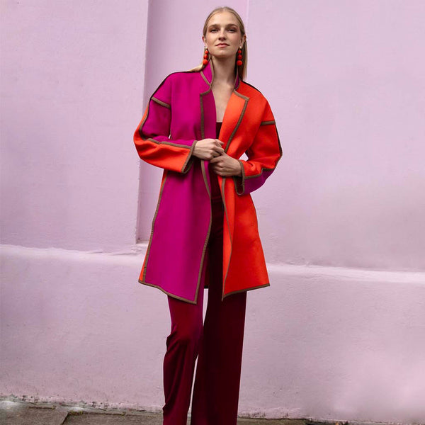Orange/Pink Cashmere Mix Space Coat - Beatrice von Tresckow Designs